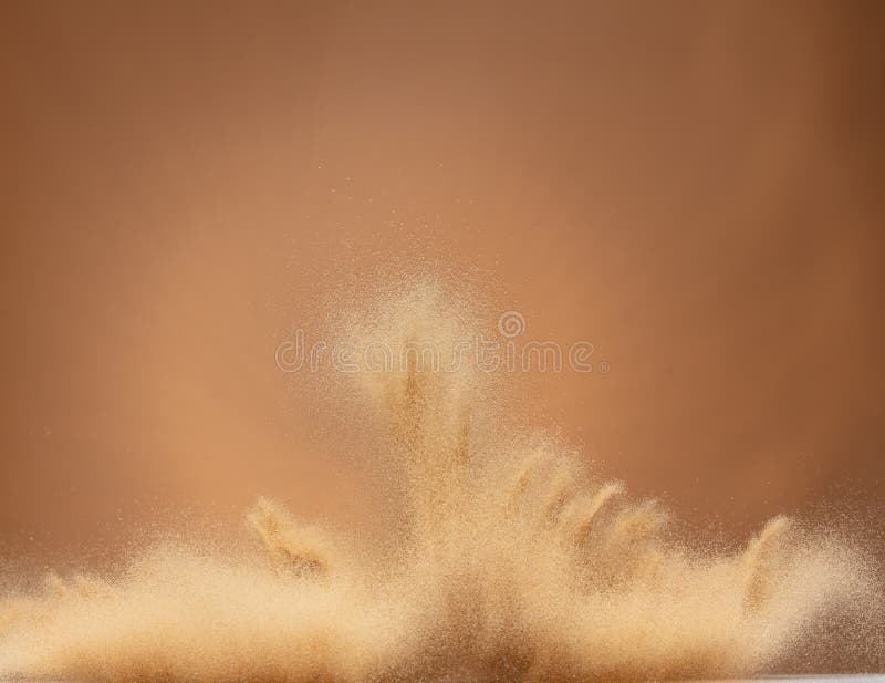 Small Fine Size Sand Flying Explosion, Golden Grain Wave Explode ...