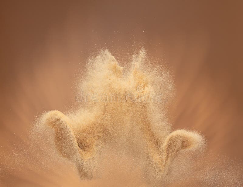 Small Fine Size Sand Flying Explosion, Golden Grain Wave Explode ...