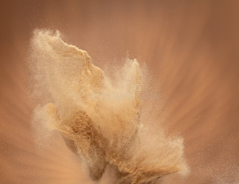 Small Fine Size Sand Flying Explosion, Golden Grain Wave Explode ...