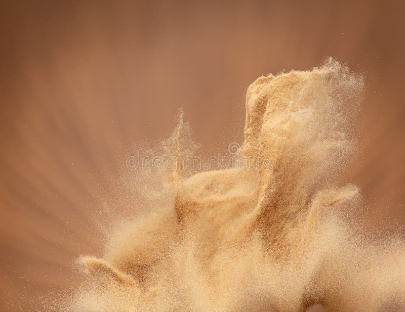 Small Fine Size Sand Flying Explosion, Golden Grain Wave Explode ...