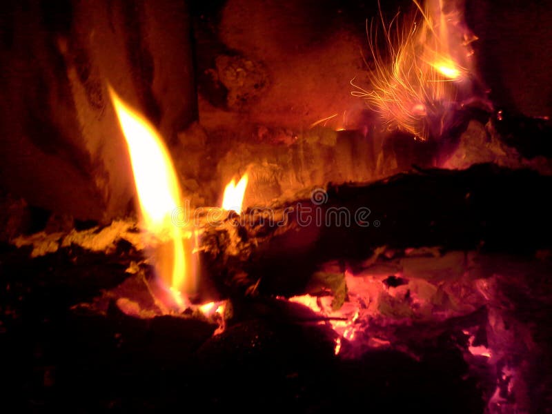 Small Fire Burning with Explosion of Sparks Stock Image - Image of ...