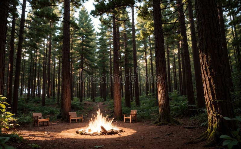 A Forest Fire in the Middle of a Dense Forest. Stock Image - Image of ...