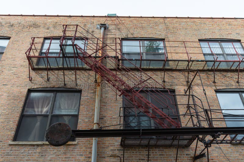 Small Fire Escape on the Side of an Old Building in Wicker Park Chicago ...