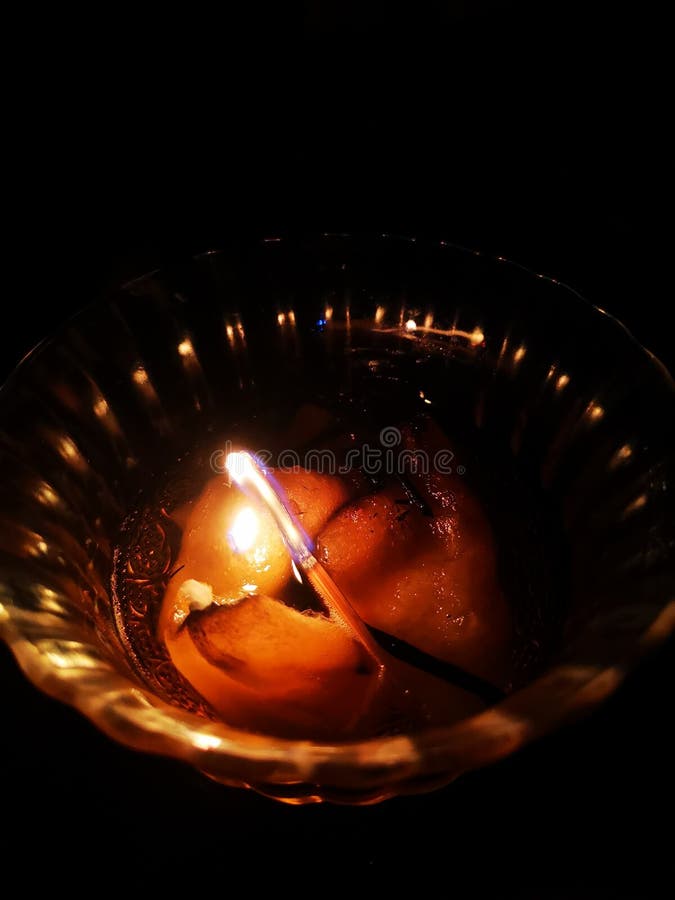 Only a Small Fire Illuminates in the Dark Stock Image - Image of yellow ...