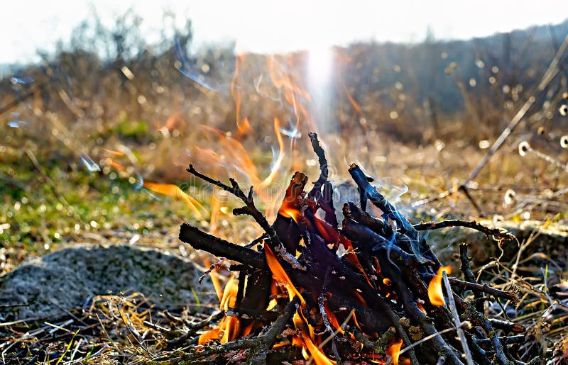 Small fire in nature stock photo. Image of bonfire, nature - 116746638