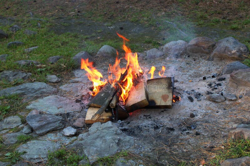 A Small Fire on a Summer Evening Stock Image - Image of evening, travel ...