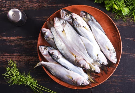 Small Fish for Cooking, Fish on Plate Stock Image - Image of white ...