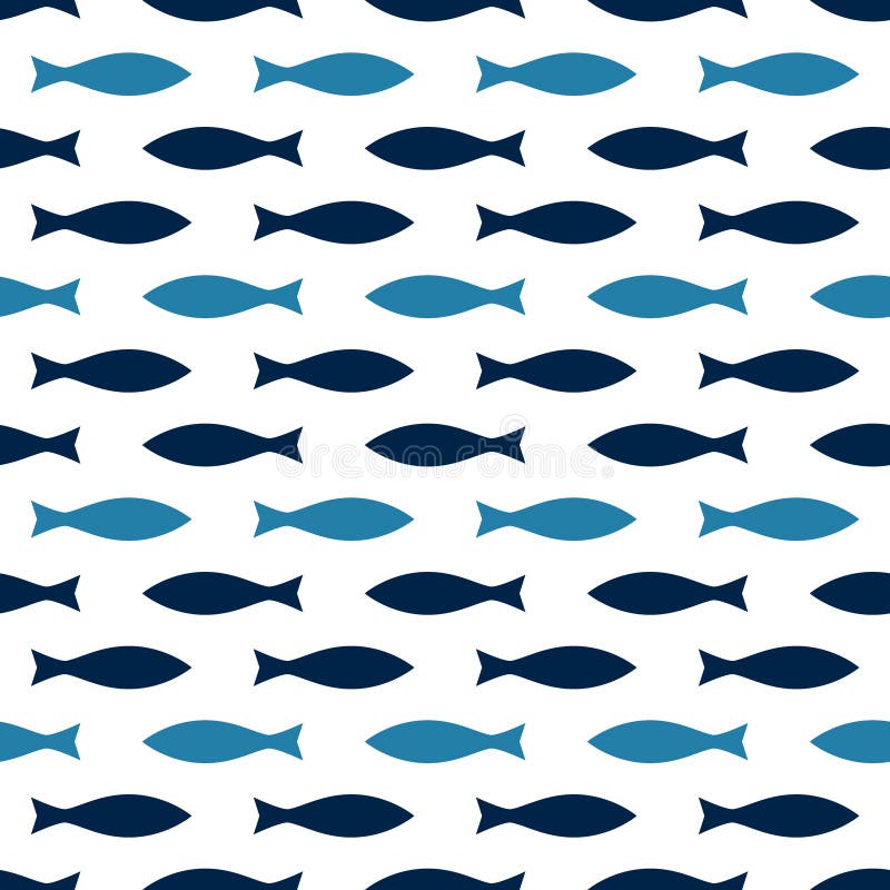 Small Fish Simple Seamless Pattern In Blue And White, Vector Stock ... Small Fish Simple Seamless Pattern In Blue And White, Vector Stock ...