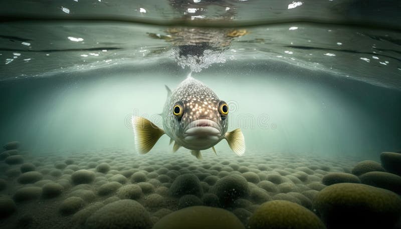 Small Fish Swimming Towards Camera, AI Generative Stock Illustration ...