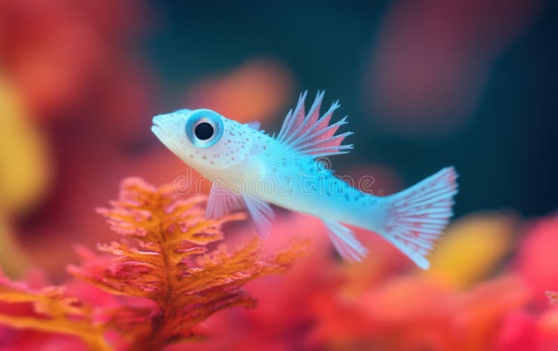 A Small Fish Swims Gracefully in a Clear Tank Filled with Water. Stock ...