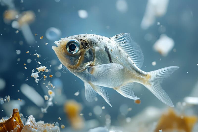 A Small Fish Swims through a Sea of Plastic Debris, Highlighting the ...