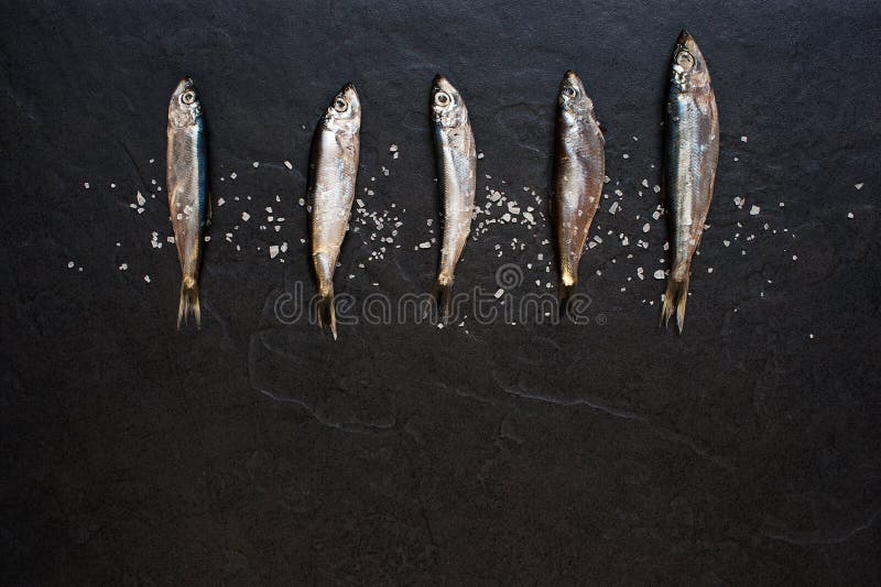 Small Fishes with Salt on the Table Stock Photo - Image of small, fish ...