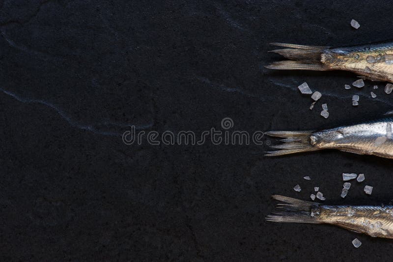 Small Fishes with Salt on the Table Stock Photo - Image of background ...