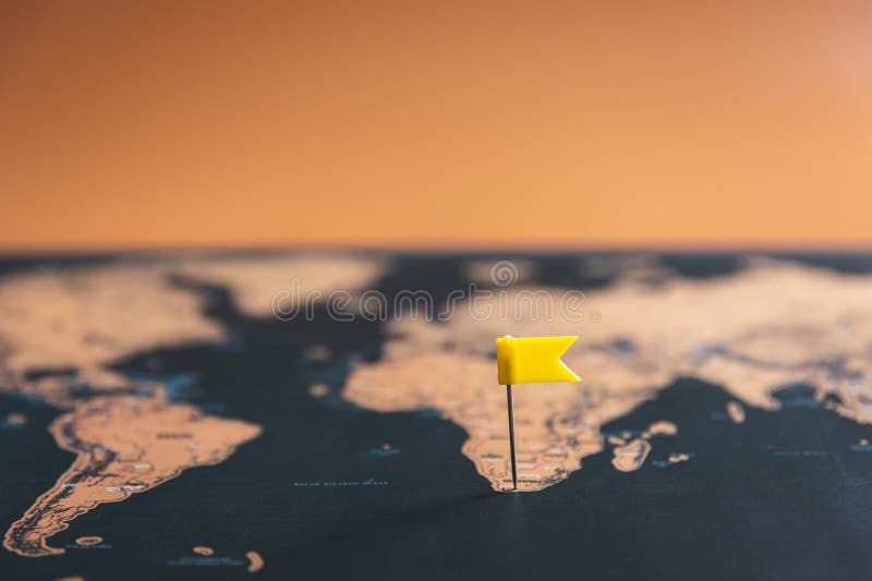 Small Flag on the Map, Travel Concept. Stock Image - Image of world ...