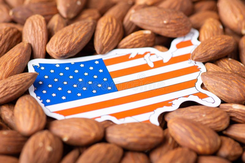Small Flag and Map of USA in Almonds Stock Photo - Image of business ...
