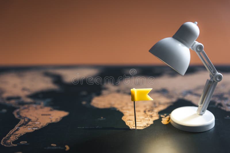 Small Flag and Table Lamp, Travel Concept. Stock Photo - Image of ...