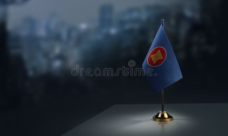 Small Flags of the ASEAN on an Abstract Blurry Background Stock Photo ...