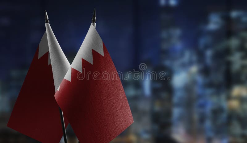 Small Flags of the Bahrain on an Abstract Blurry Background Stock ...