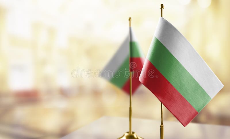 Small Flags of the Bulgaria on an Abstract Blurry Background Stock ...