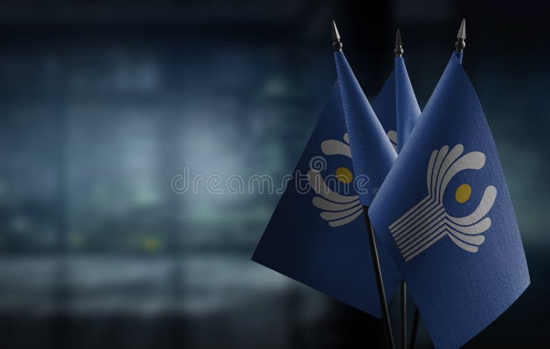 Small Flags of the CIS on an Abstract Blurry Background Stock Image ...