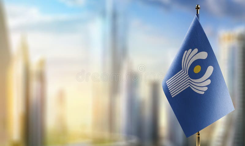 Small Flags of the CIS on an Abstract Blurry Background Stock Photo ...
