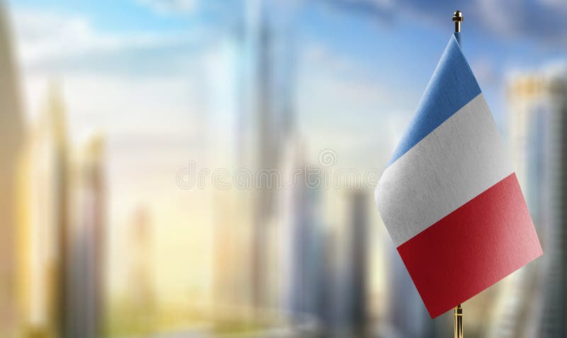 Small Flags of the France on an Abstract Blurry Background Stock ...