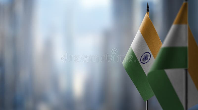 Small Flags of the India on an Abstract Blurry Background Stock Photo ...