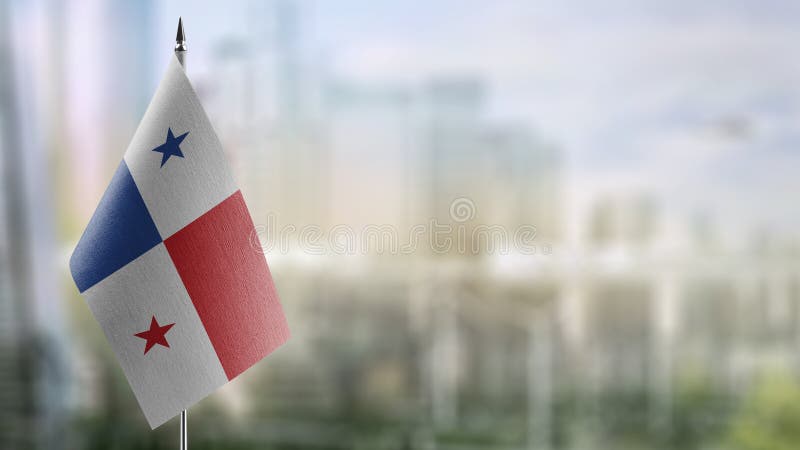 Small Flags of the Panama on an Abstract Blurry Background Stock Photo ...