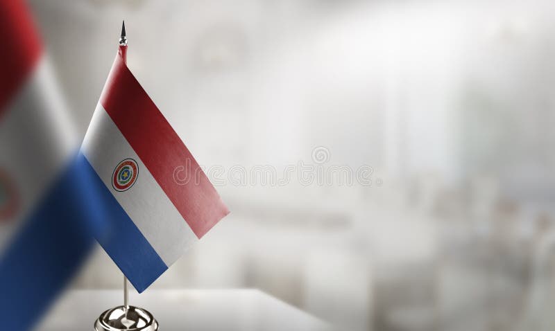 Small Flags of the Paraguay on an Abstract Blurry Background Stock ...