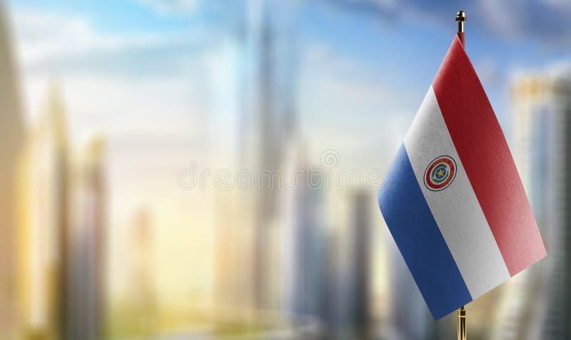 Small Flags of the Paraguay on an Abstract Blurry Background Stock ...