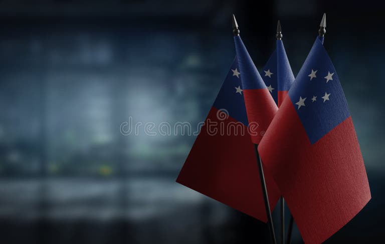 Small Flags of the Samoa on an Abstract Blurry Background Stock Image ...