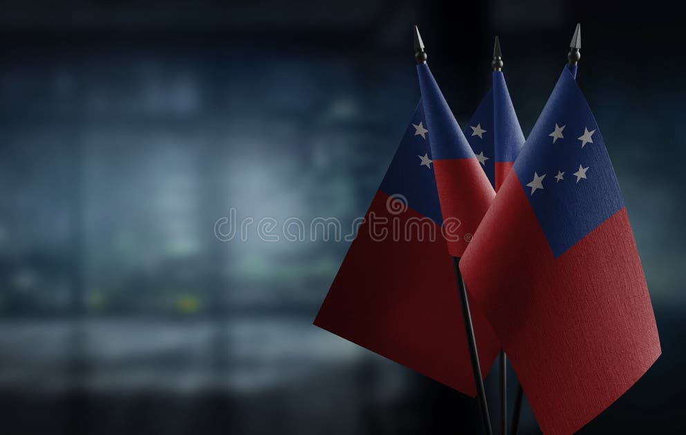 Small Flags of the Samoa on an Abstract Blurry Background Stock Image ...