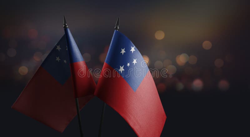 Small Flags of the Samoa on an Abstract Blurry Background Stock ...