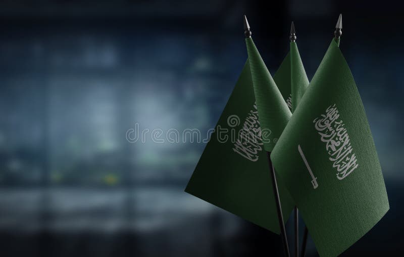 Small Flags of the Saudi Arabia on an Abstract Blurry Background Stock ...