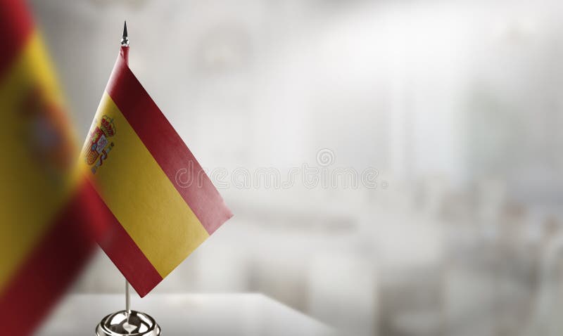 Small Flags of the Spain on an Abstract Blurry Background Stock Image ...