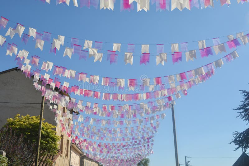 Small Flags Stretched on a Rope Stock Photo - Image of boundary, bright ...