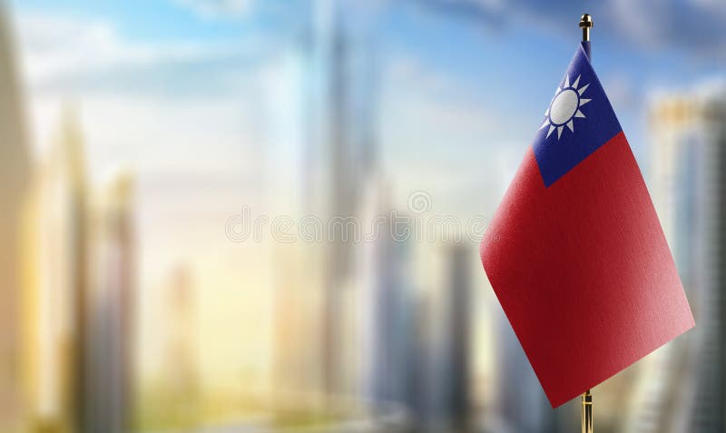 Small Flags of the Taiwan on an Abstract Blurry Background Stock Image ...