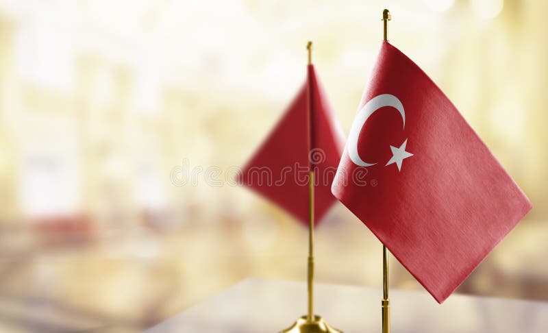 Small Flags of the Turkey on an Abstract Blurry Background Stock ...