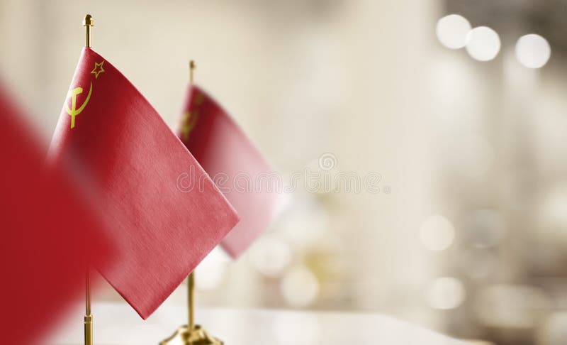 Small Flags of the USSR on an Abstract Blurry Background Stock Photo ...