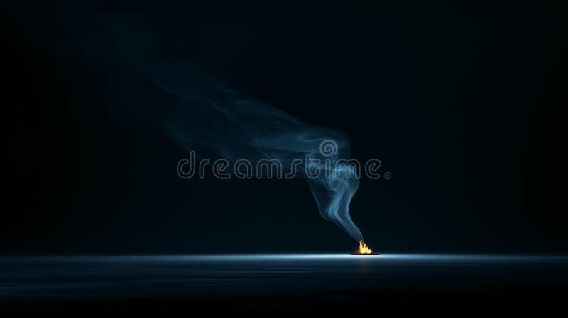 A Small Flame Burns on a Flat Surface in a Dark, Minimalistic Setting ...