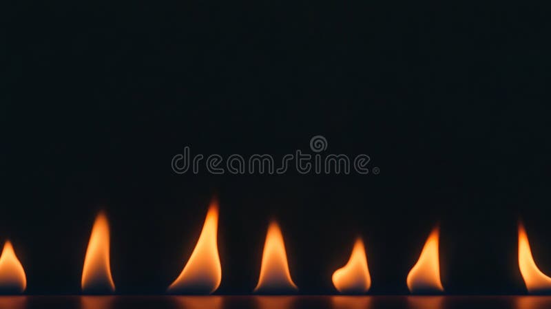 Small Flames Burning in a Row on a Black Background Stock Illustration ...