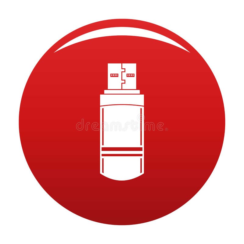 Small Flash Drive Icon Vector Red Stock Vector - Illustration of plug ...
