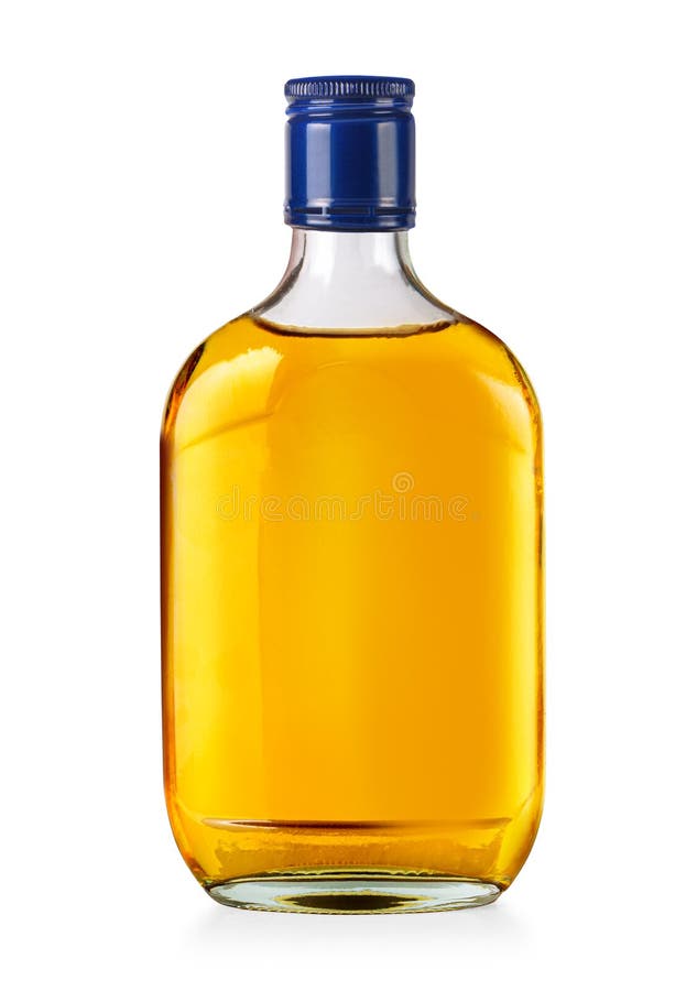Small Flat Bottle of Whiskey Stock Photo - Image of design, package ...