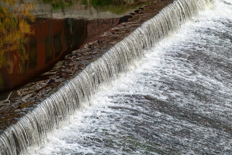 A Small Flat Cascade in a Calm River Stock Image - Image of beauty ...