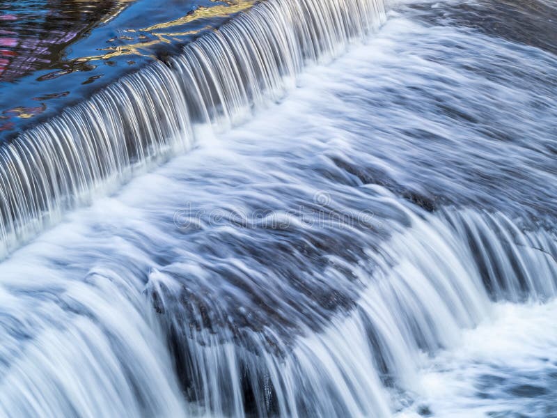 A Small Flat Cascade in a Calm River Stock Image - Image of beauty ...