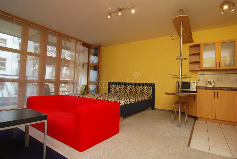 Small flat stock image. Image of table, windows, kitchen - 33927667