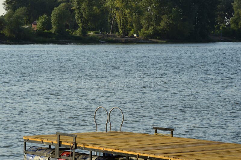 A Small Floating Pier with Stairs on the River Stock Image - Image of ...
