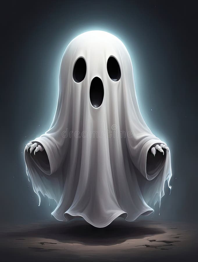 Small Floating White Ghost Haunts You Stock Illustration - Illustration ...
