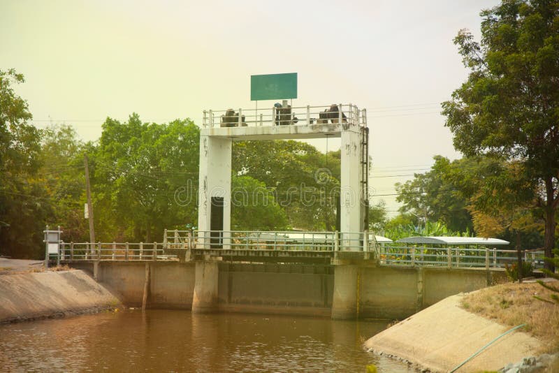 Small Floodgate on the Canal Stock Photo - Image of concrete ...