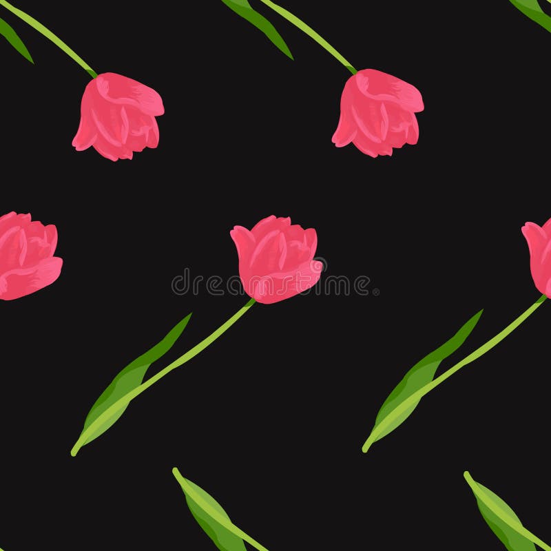 Small Floral Tulips Pattern Seamless Stock Illustration - Illustration ...